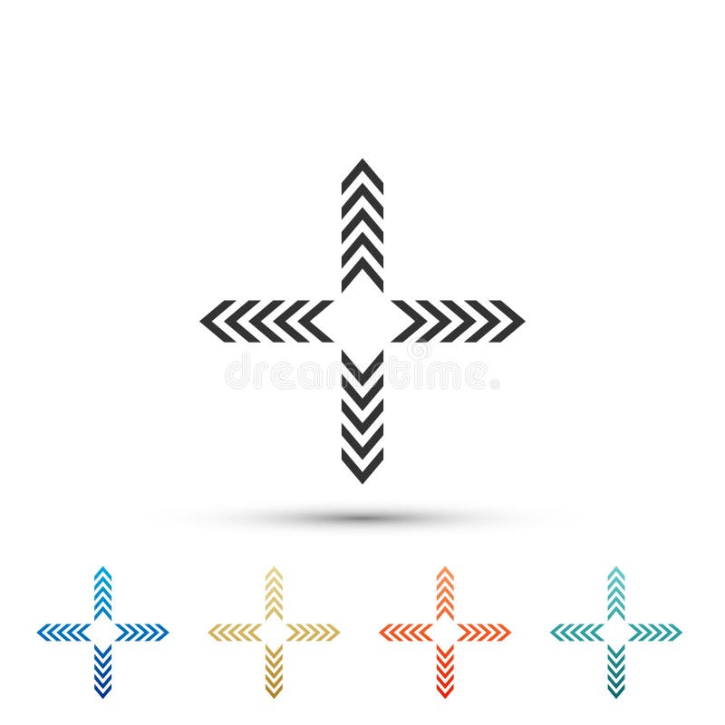 Arrows in Four Directions Icon Isolated on White Background. Set ...