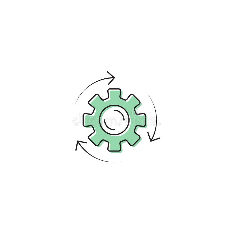 Arrows and Gears Vector Icon Symbol Isolated on White Background Stock ...