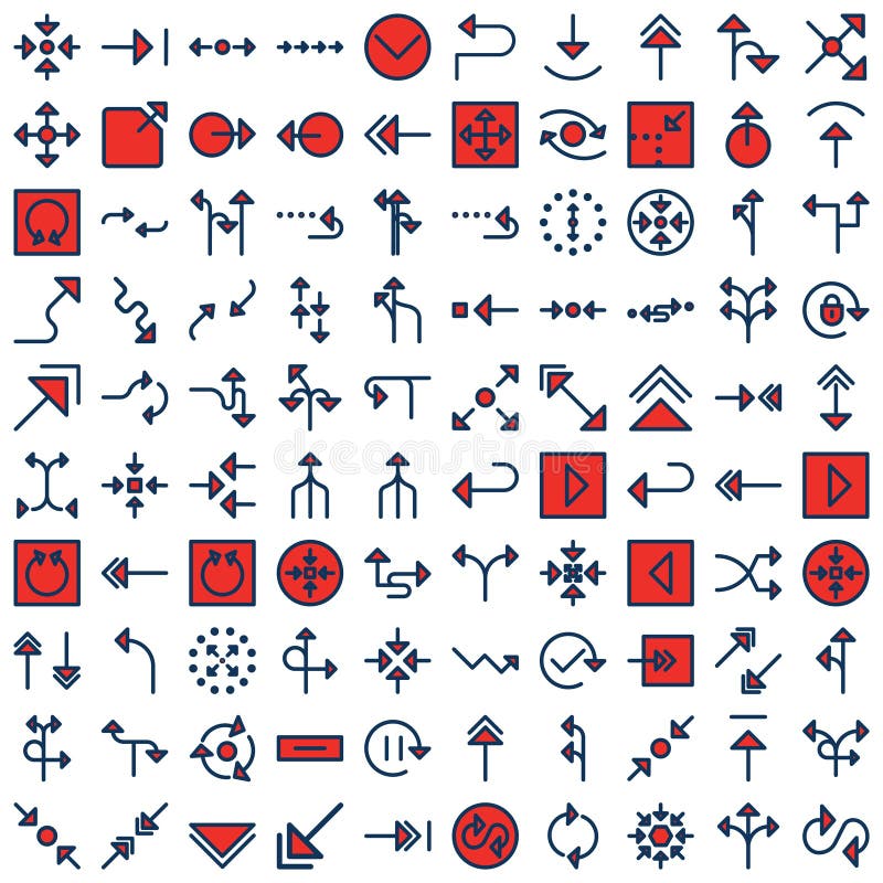 Arrows Gird Isolated Vector Icons Set Every Single Icon Can Be Easily ...