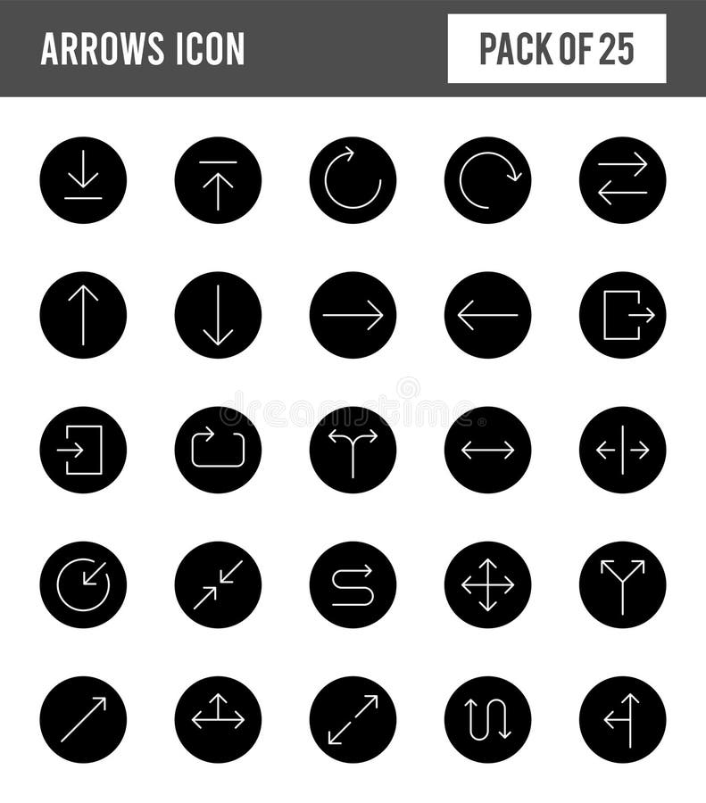 25 Arrows Glyph Icon Pack. Vector Illustration Stock Vector ...