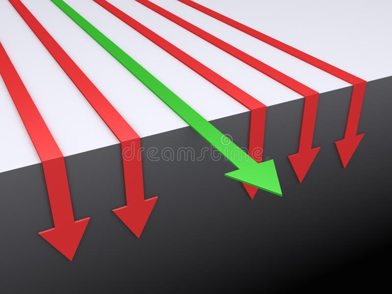 Arrows Going Down Except One Stock Illustration - Illustration of ...