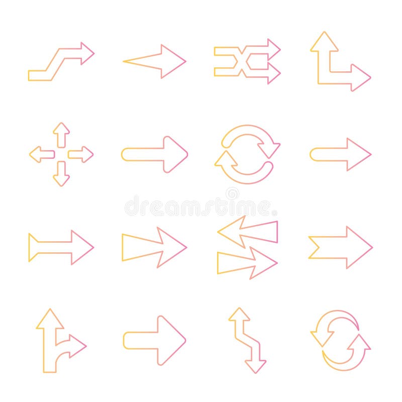 Arrows Gradient Style Icons Collection Vector Design Stock Vector ...