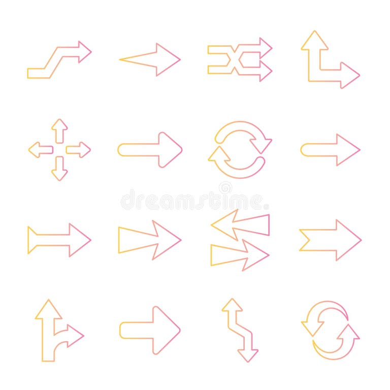 Arrows Gradient Style Icons Collection Vector Design Stock Vector ...