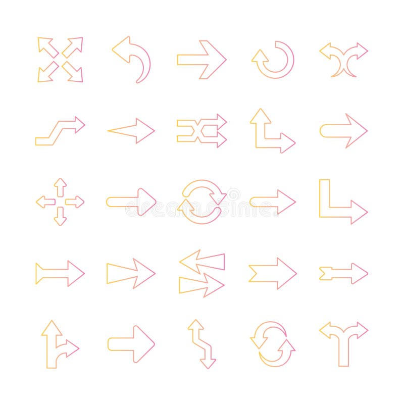 Arrows Gradient Style Symbols Set Vector Design Stock Vector ...