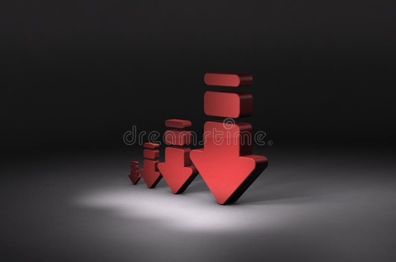 4 Arrows Gradually Decreasing. Dark Background Stock Illustration ...