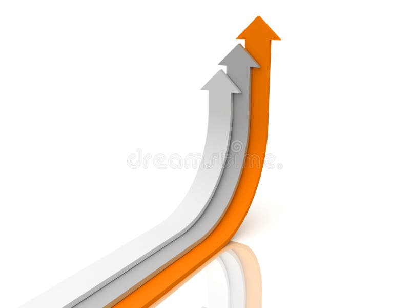 Orange Arrow Grow Up from White Arrows Stock Illustration ...