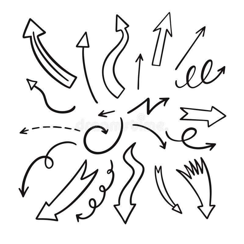Arrows Hand Drawn Outline Style Icons Set Vector Design. Stock Vector ...