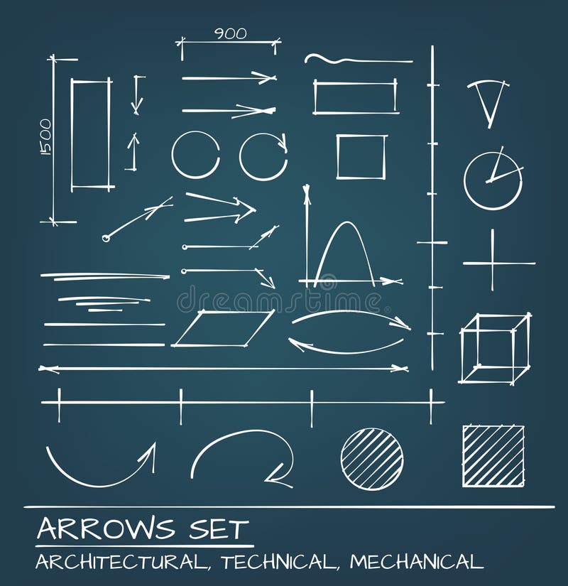 Arrows Hand Drawn Set stock vector. Illustration of blueprint - 68880301