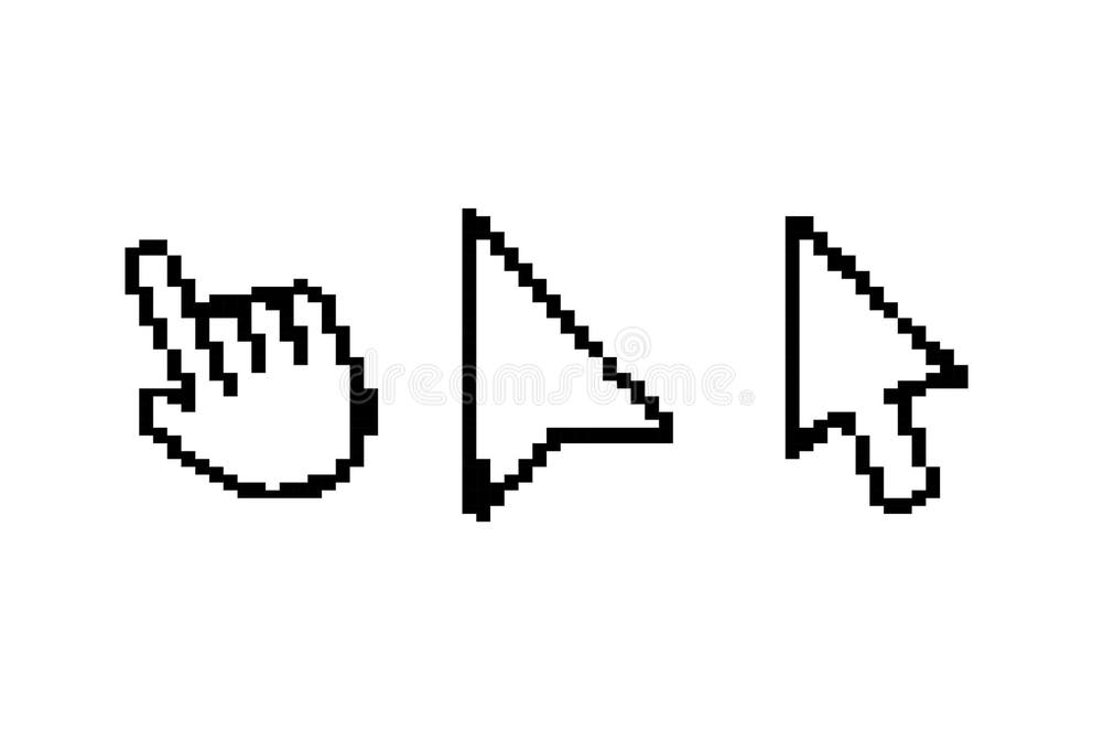 Arrows, Hand Points, Click Effects, and Loading Symbols on a Computer Mouse Cursor Icon Set ...