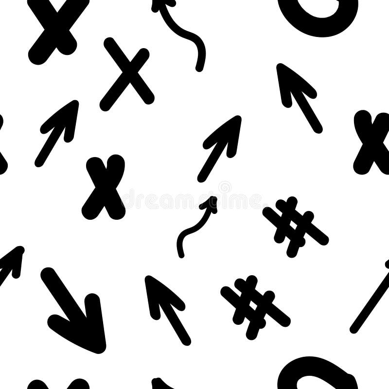 Arrows, Hashtags Icons, of Hand Drawn Set of Different Shapes Stock ...