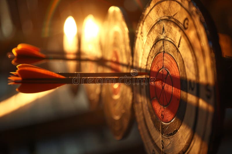 Arrows Hit the Target with Precision. a Close-up View Showcases the ...