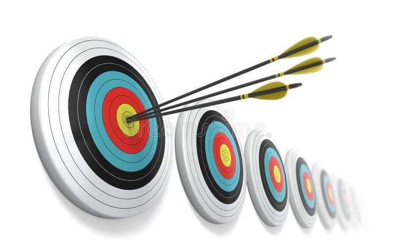 Arrows Hitting the Center of Target Stock Illustration - Illustration ... Arrows Hitting the Center of Target Stock Illustration - Illustration ...