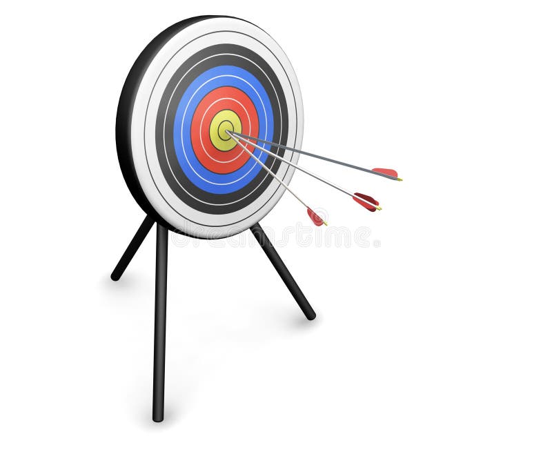 Arrows hitting target stock illustration. Illustration of isolated ...
