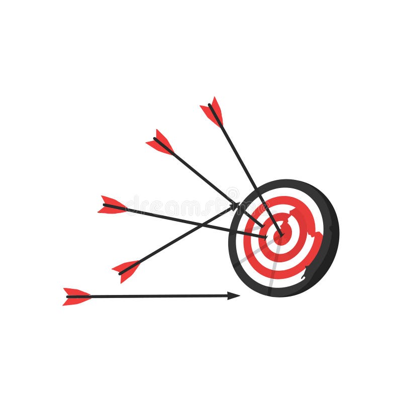 Arrows Hitting a Target with a Few Missing the Bullseye Center Stock ...