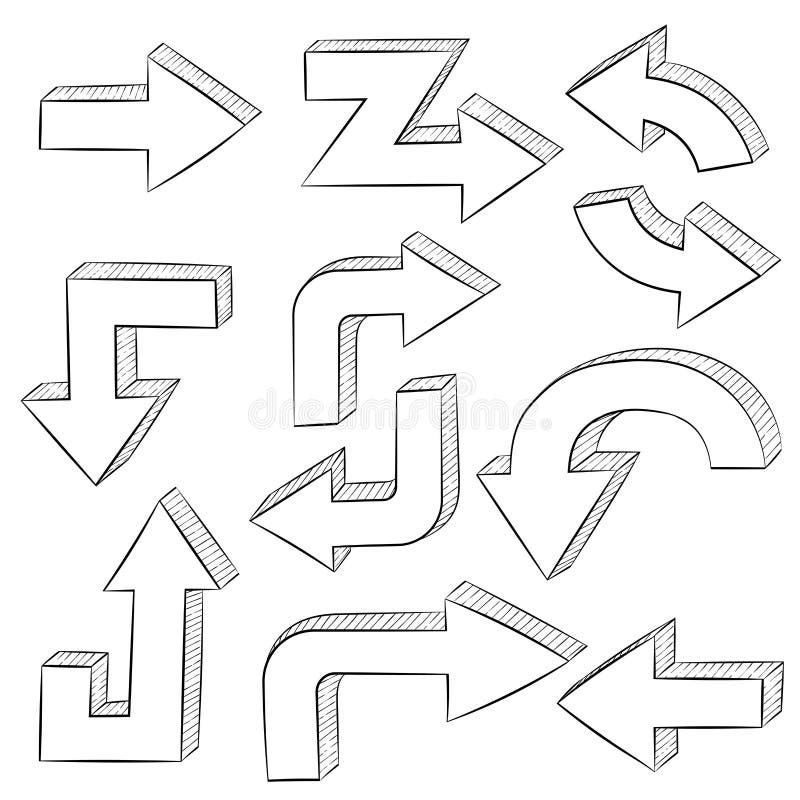 Black Hollow Arrows. Set of Curved Icons Stock Vector - Illustration of ...