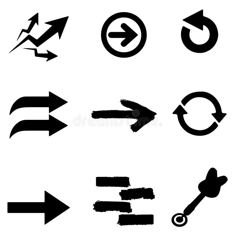 Arrows Icon Set Collection on White Background Shapes Vector ...