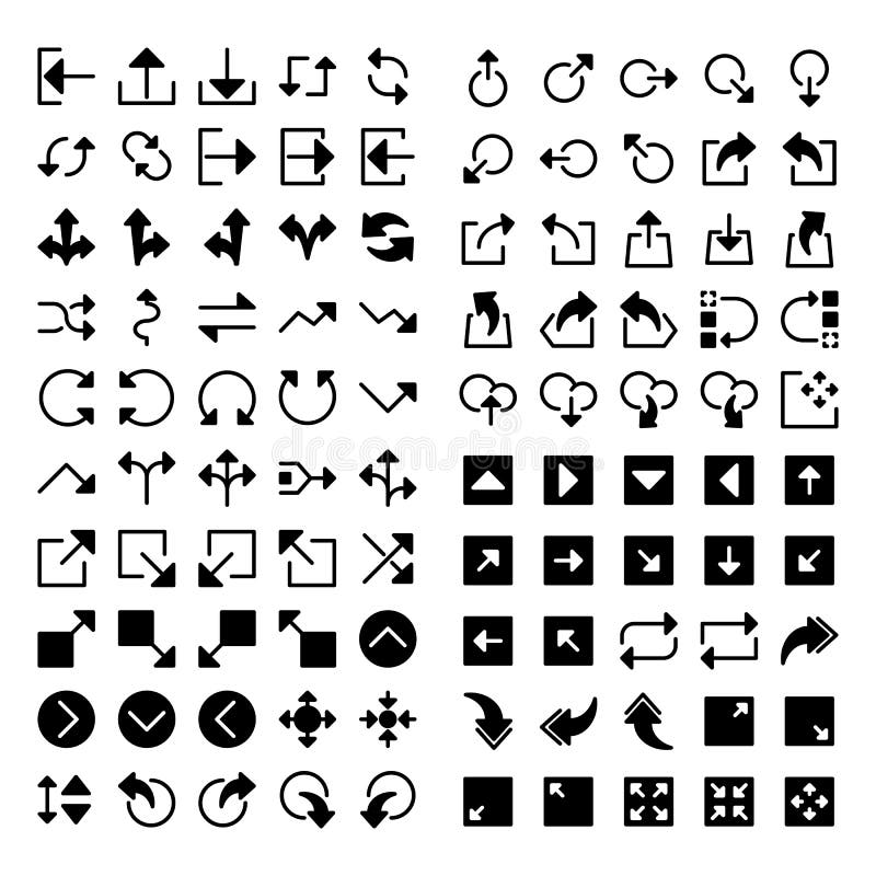 Arrows Icon Set Include Arrow, Symbol, Square, Rotate Stock Vector ...