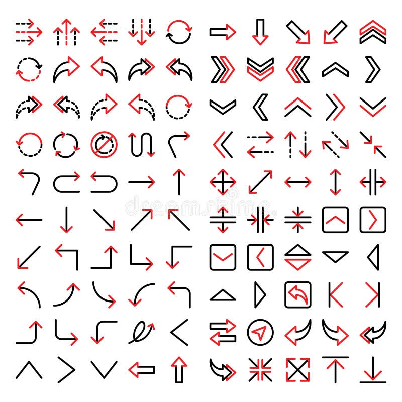 Arrows Icon Set Include Arrow, Symbol, Square, Rotate Stock Vector ...