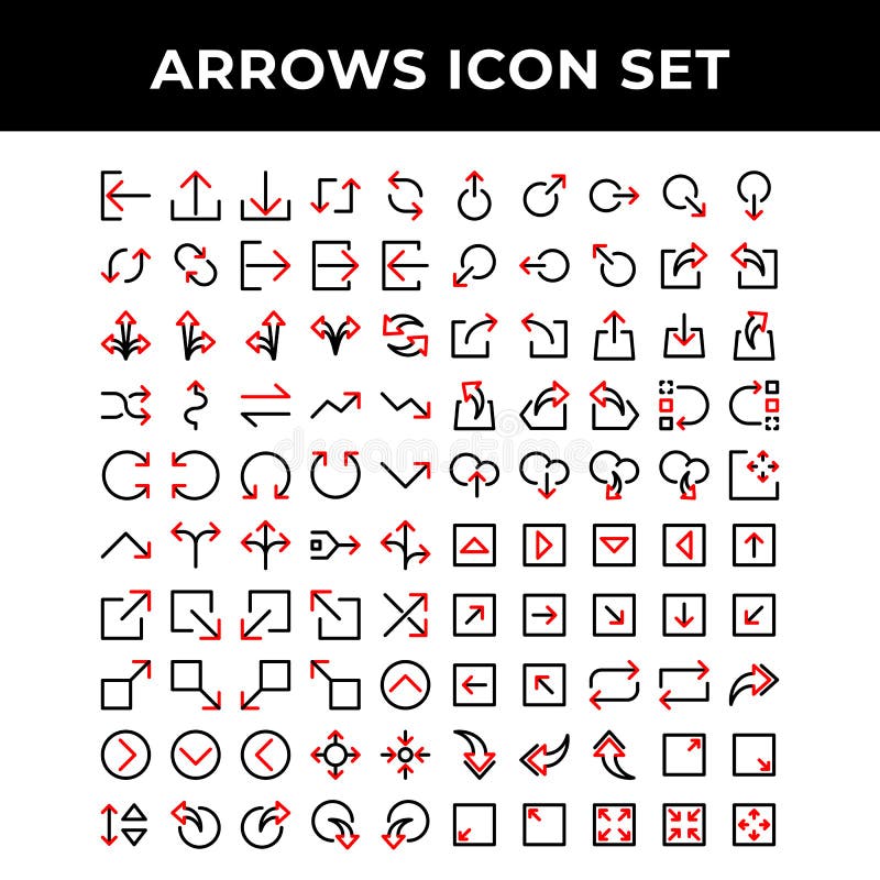 Arrows Icon Set Include Up, Down, Left, Right, Upload, Download Stock ...