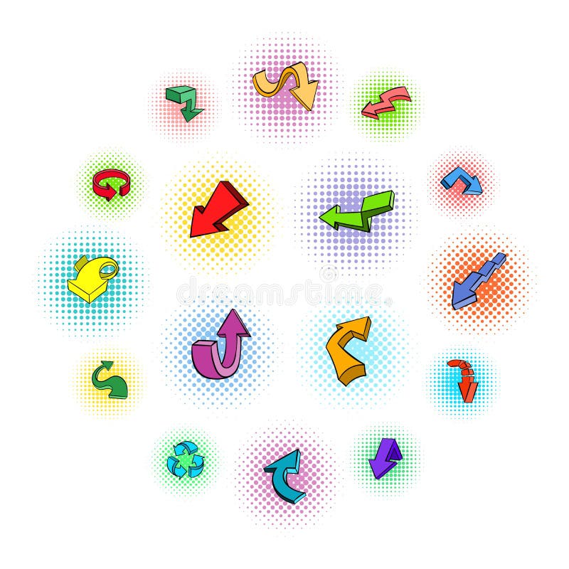 Arrows icons, comics style stock vector. Illustration of download ...