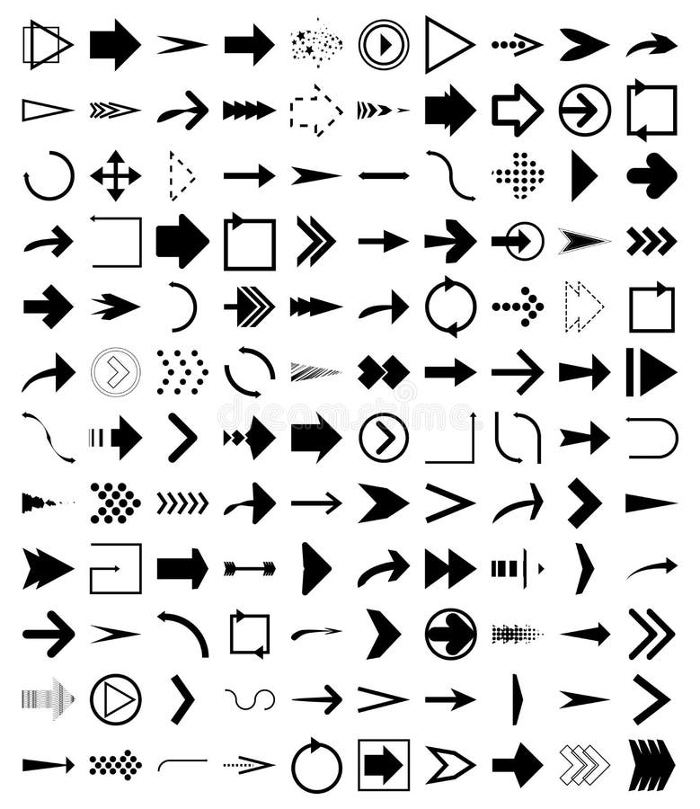 Arrows Icons Set. Cursor Collection with Elegant Style Stock Vector ...