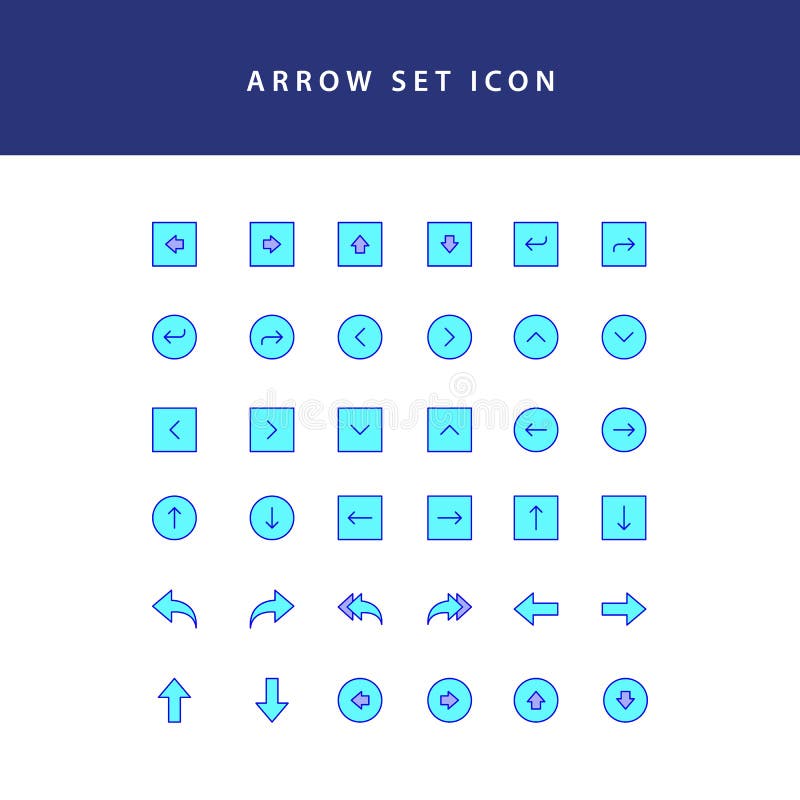 Arrows Icons Set Filled Outline Stock Vector - Illustration of ...
