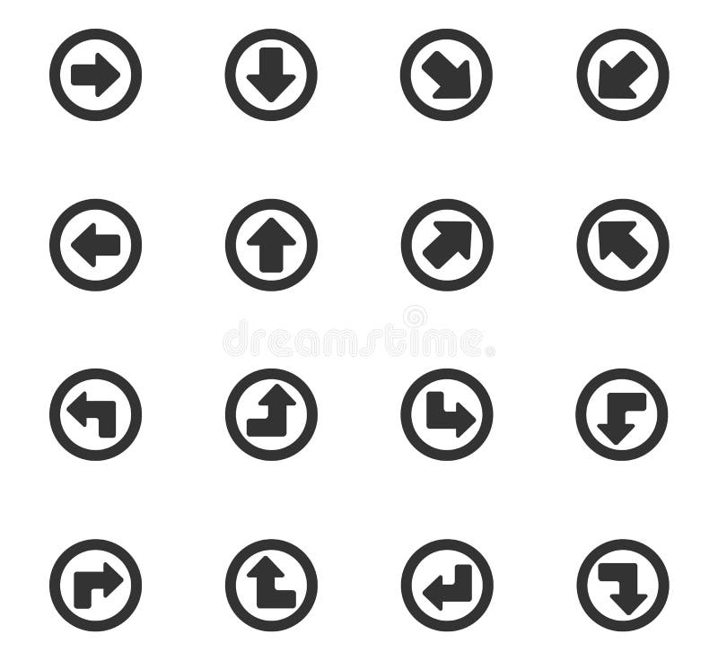 Arrows icons set stock illustration. Illustration of pictogram - 88907089