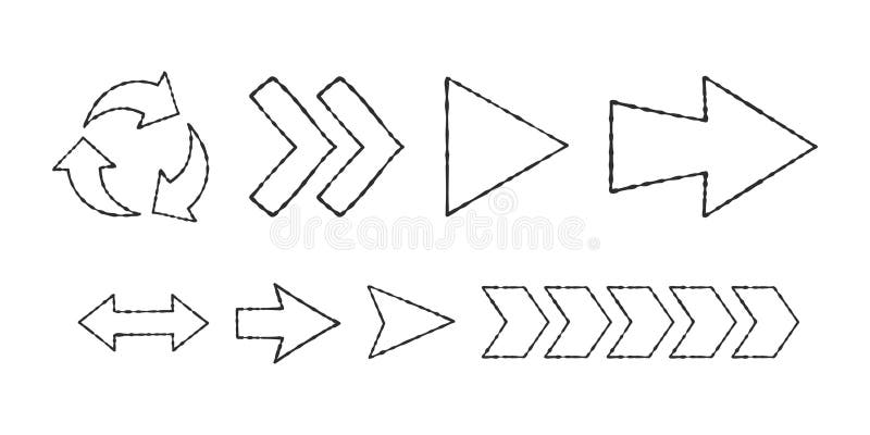 Arrows Icons Set. Sketch Arrows Drawn by Hand Stock Vector ...