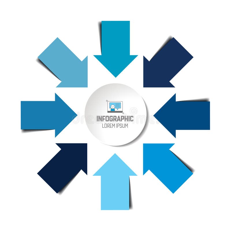 Three Arrows Merging Into One Point. Infographics Chart, Scheme. Stock ...