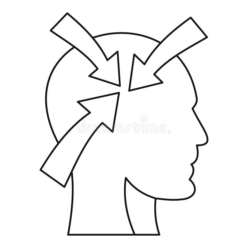 Arrows Inside Human Head Icon, Outline Style Stock Vector ...