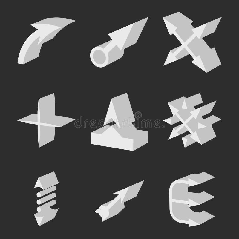 Arrows Isometric Direction Signs Design Elements Vector Illustration ...