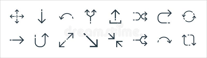 Arrows Line Icons. Linear Set Stock Vector - Illustration of back ...