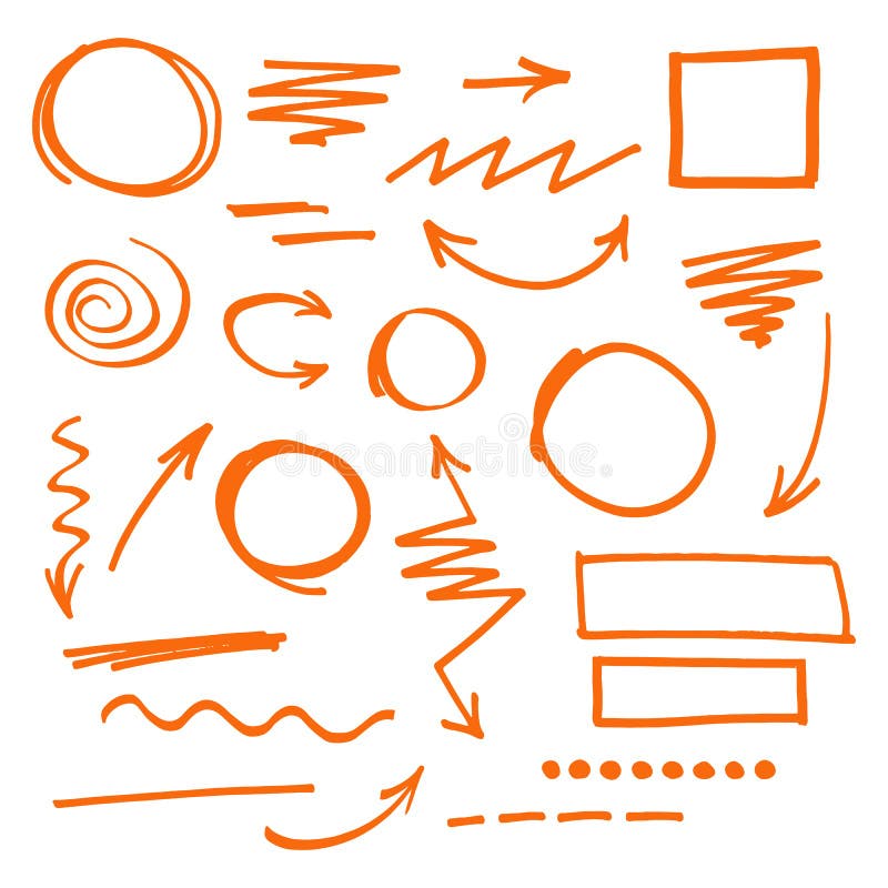 Arrows, Lines and Geometric Shapes. Hand Drawn Design Elements Stock ...