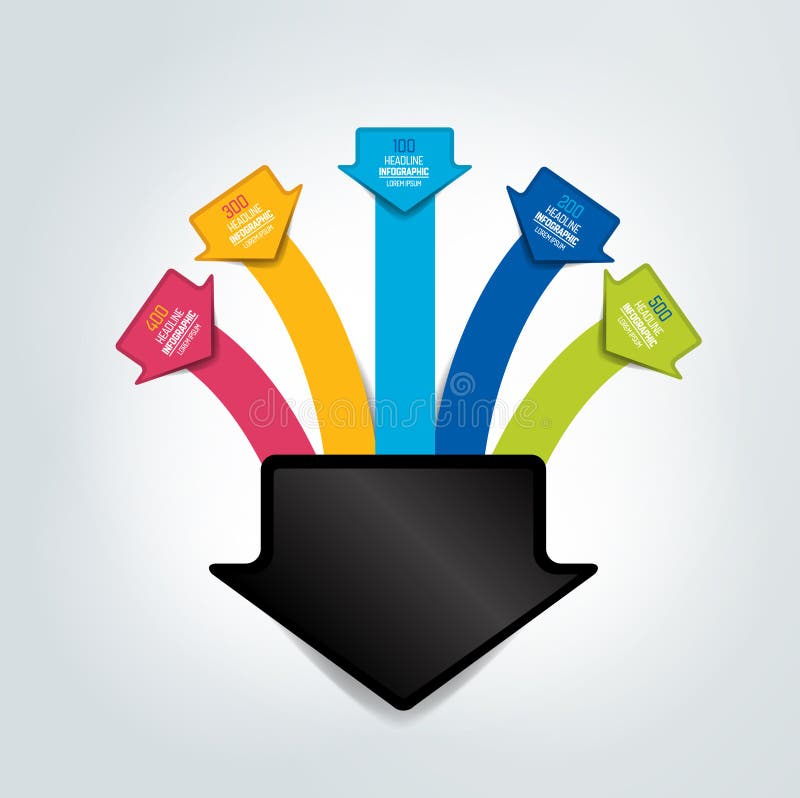 Arrows Merging into One Point. Infographics Chart Scheme Stock Vector ...