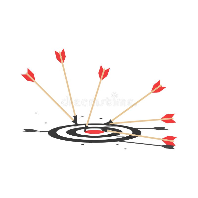Arrows Missing the Center of a Target in a Colorful Illustration Stock ...