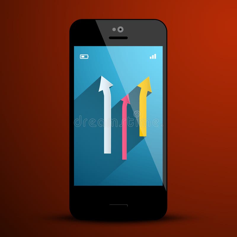 Arrows on Mobile Phone stock vector. Illustration of mobile - 135561359