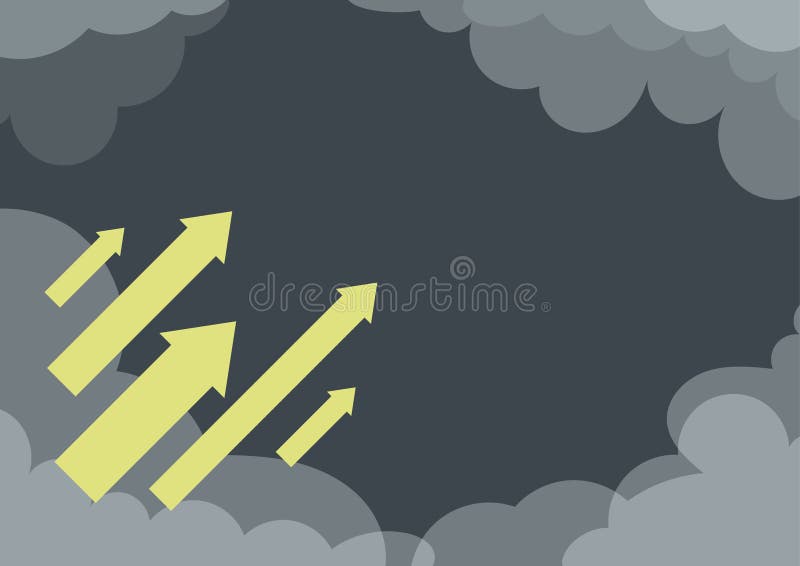 Arrows Moving Quickly Towards Sky Surrounded with Clouds Representing ... Arrows Moving Quickly Towards Sky Surrounded with Clouds Representing ...
