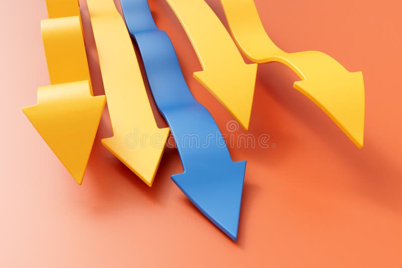 Arrows Moving in the Same Direction with One Standing Out. Business ...