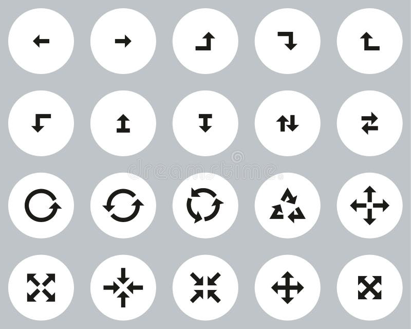 Arrows or Navigation Icons Black & White Flat Design Circle Set Big ...