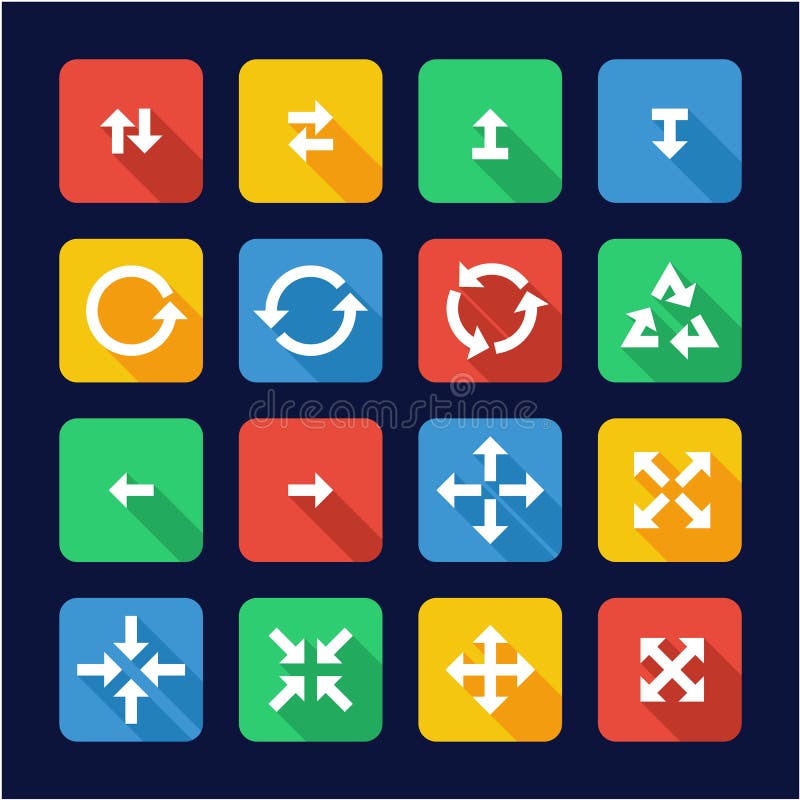 Arrows or Navigation Pointers Icons Flat Design Stock Vector ...
