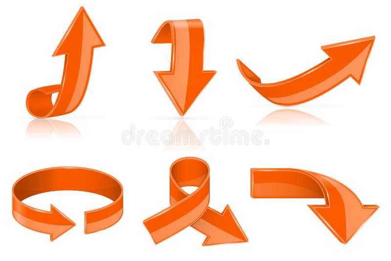 Arrows. Orange Straight Shiny 3d Icons Stock Vector - Illustration of ...