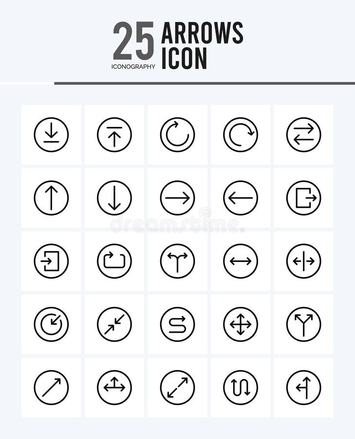 25 Arrows Outline Icons Pack Vector Illustration Stock Vector ...