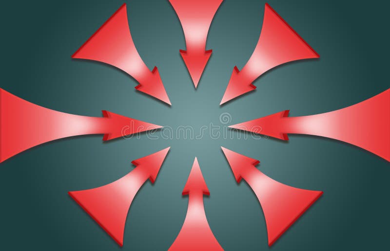 Arrows Point To the Same Point Indicating the Object of Interest. Stock ...