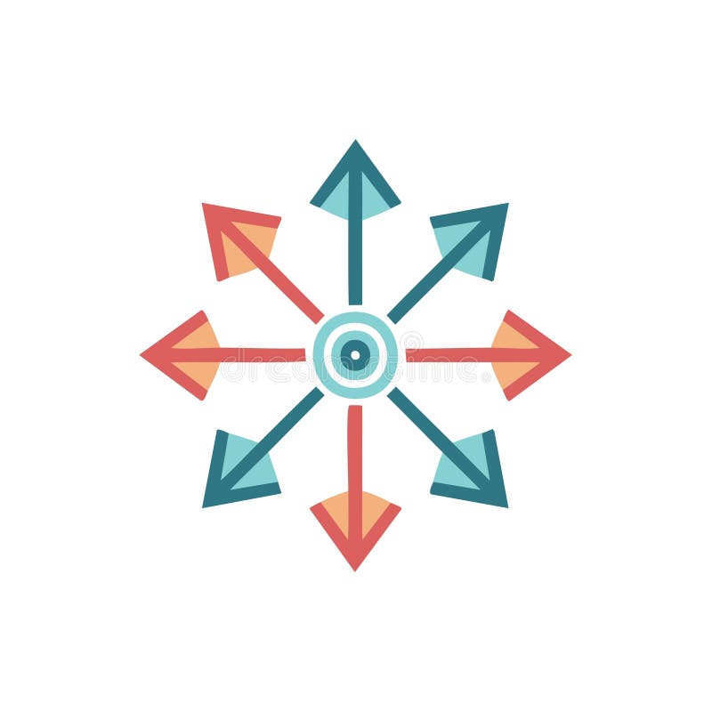 Arrows Pointing Away from Center with Colorful Retro Style Stock Vector ...