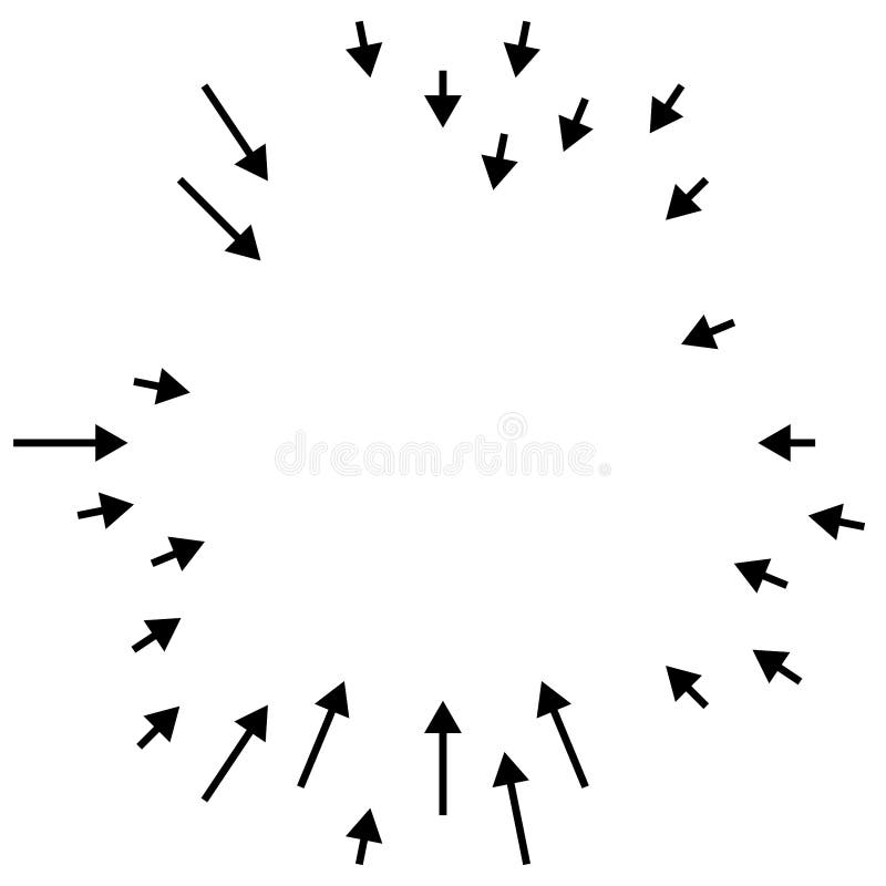 Arrows Pointing Inward. Radial, Radiating Arrows, Pointers Stock Vector ...
