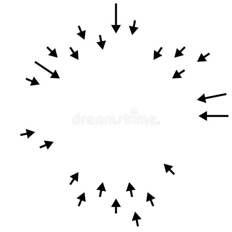 Arrows Pointing Inward. Radial, Radiating Arrows, Pointers Stock Vector ...