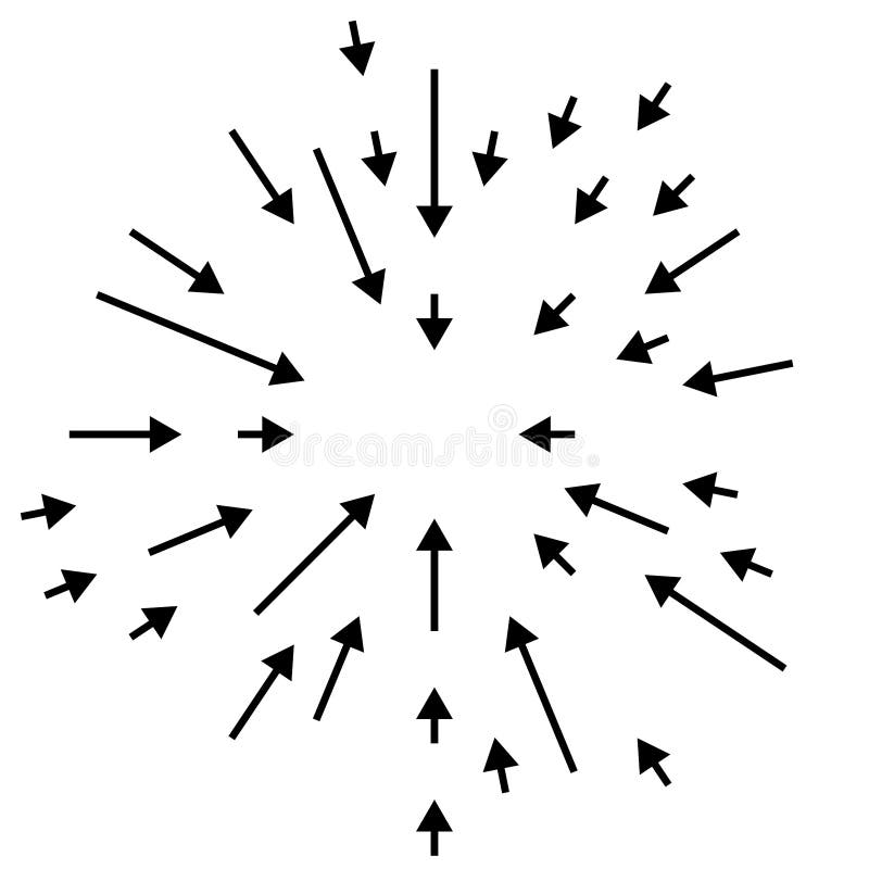 Arrows Pointing Inward. Radial, Radiating Arrows, Pointers Stock Vector ...