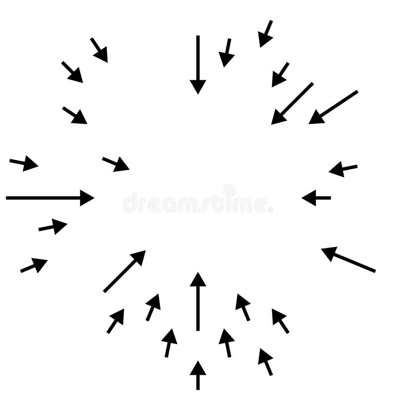 Arrows Pointing Inward. Radial, Radiating Arrows, Pointers Stock Vector ...