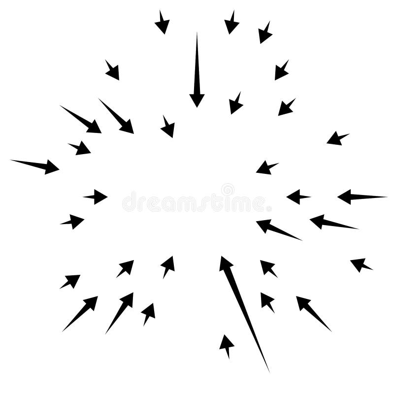Arrows Pointing Inward. Radial, Radiating Arrows, Pointers Stock Vector ...