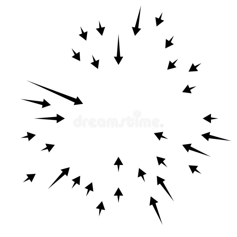 Arrows Pointing Inward. Radial, Radiating Arrows, Pointers Stock Vector ...